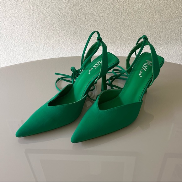 Mixx Shuz | Shoes | Green Laceup Heels | Poshmark